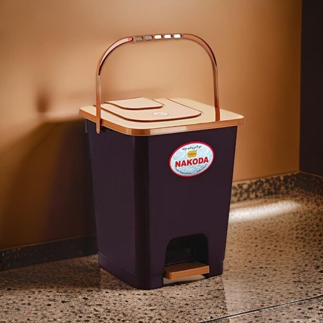 Dustbin Pedal (square bucket) (Brown) Nakoda-15 Ltrs – OfficeDel