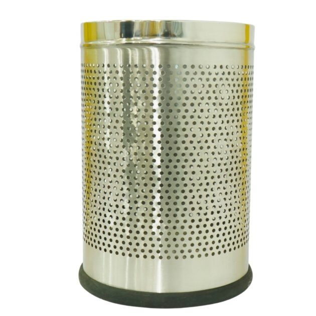 Dustbin Stainless Steel Perforated Round 10X14- (width 10 & height 14 ...